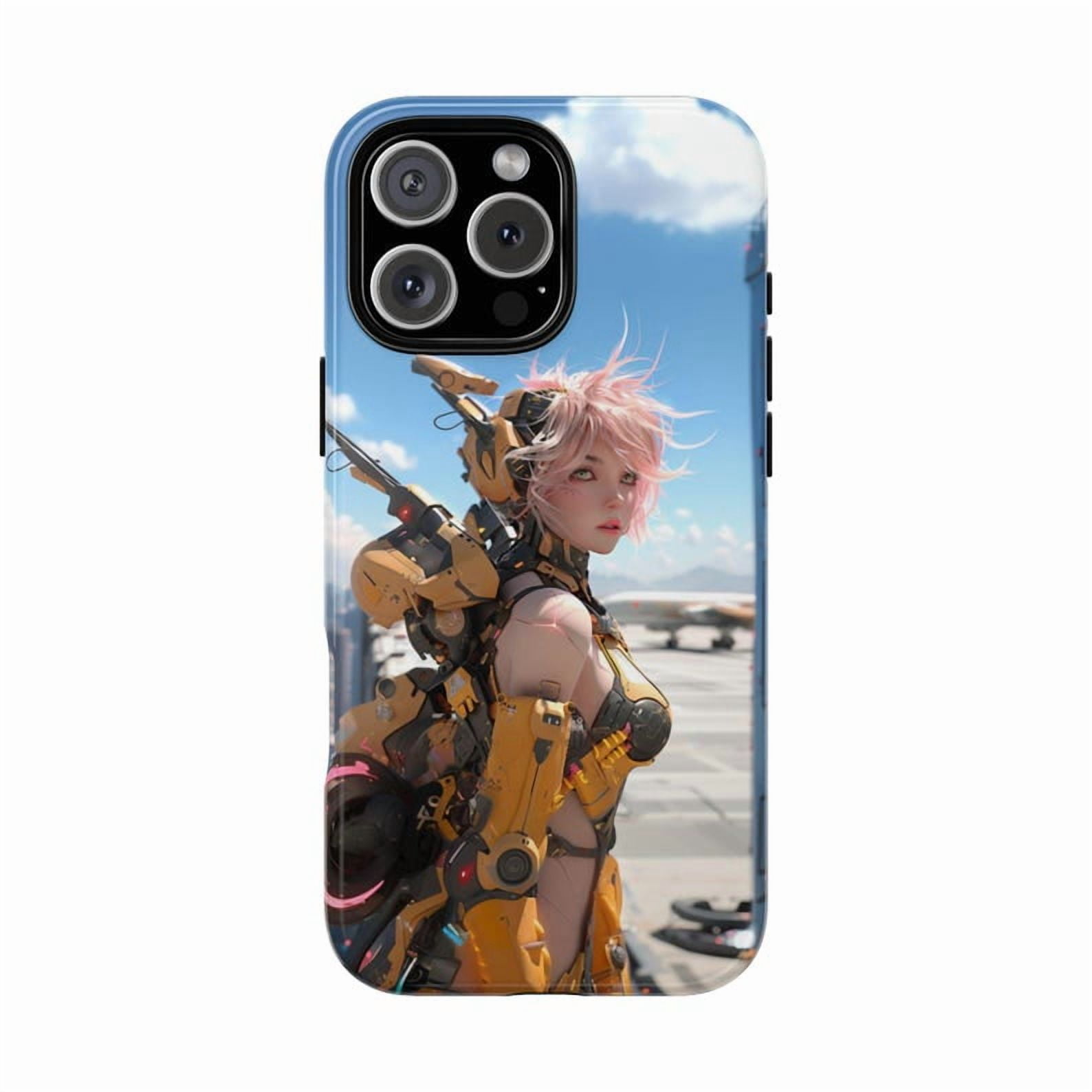 Mecha Suit Anime Girl Yellow Armor Sci-Fi Robot Art Phone Case 17 16 15 ...