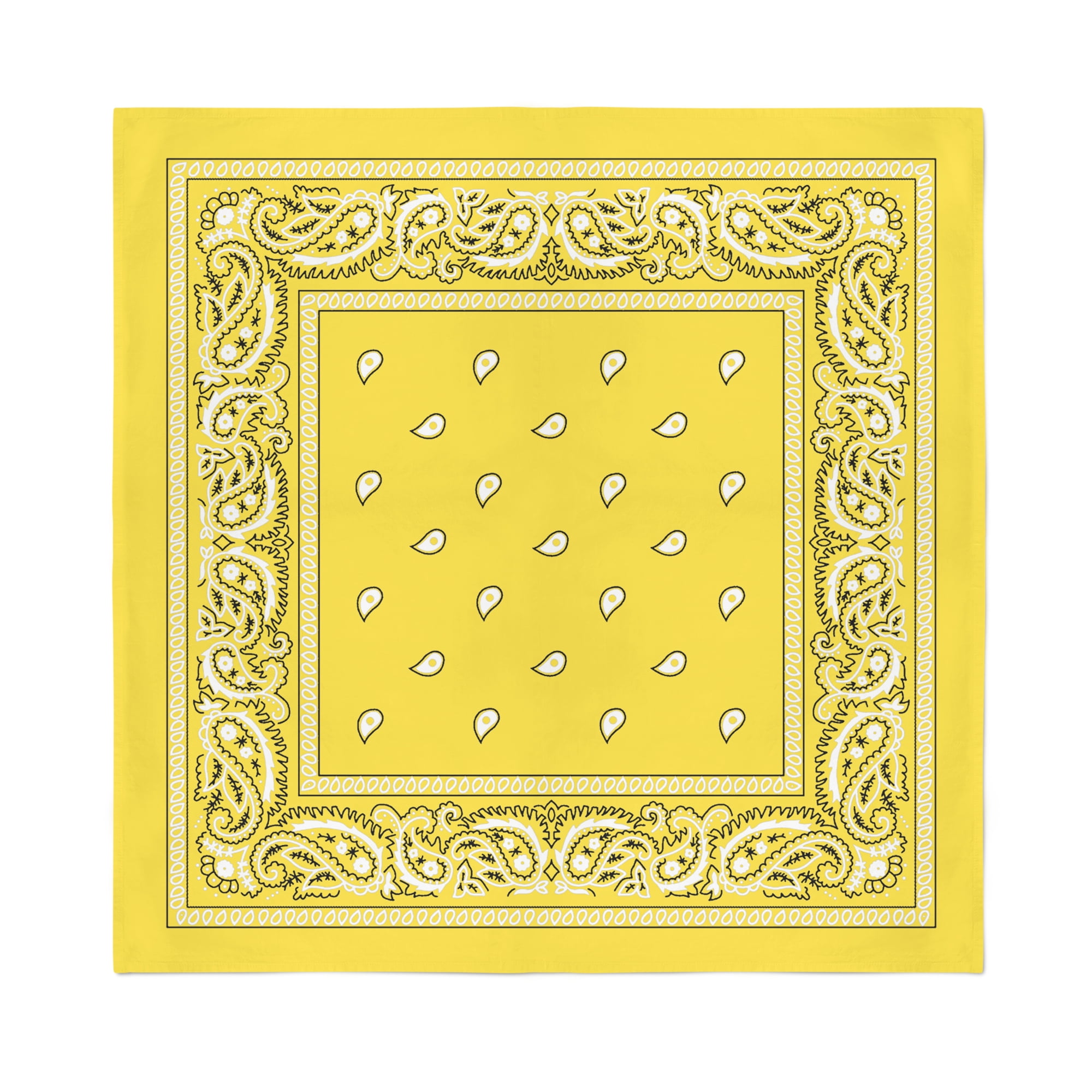 Mechaly Multifunctional 12 Pack Dozen Cotton Paisley Bandanas (Yellow ...