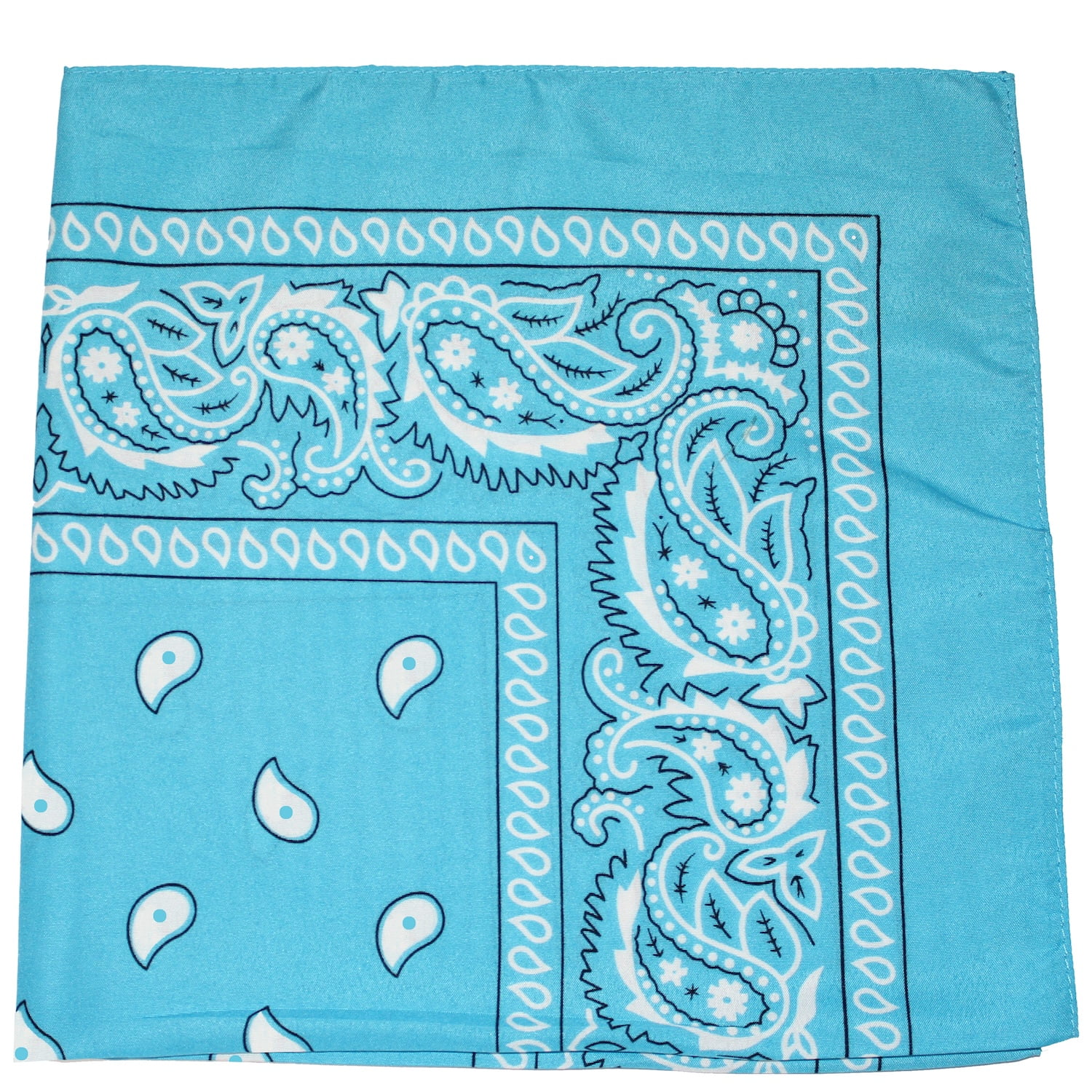 Mechaly Paisley 100% Cotton Double Sided Bandanas - 24 Pack (Turquoise ...