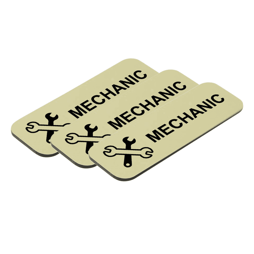 Mechanic 1 x 3" Name Tag/Badge, Brushed Gold, (3 Pack) - Walmart.com