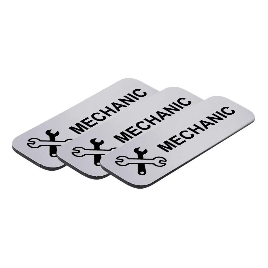 Mechanic 1 x 3" Name Tag/Badge, Silver, (3 Pack) - Walmart.com