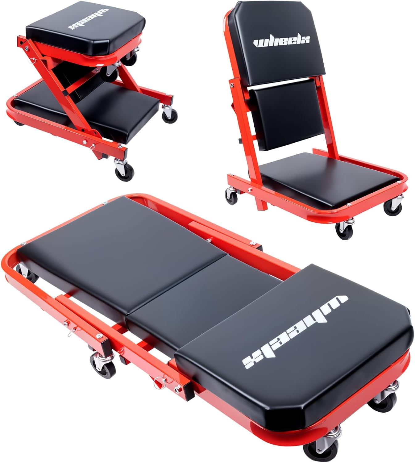 Mechanic 40inches 3-in-1 Z Seat 480lbs Capacity, Foldable Garage Chair ...