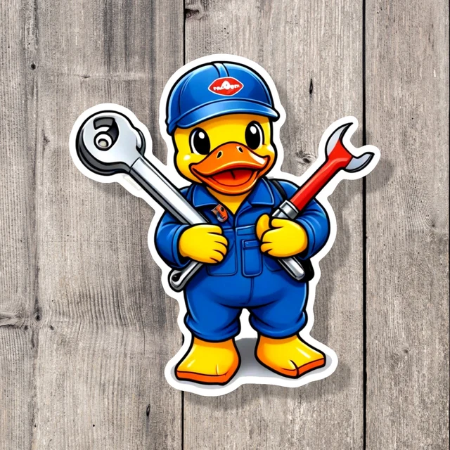 Mechanic Blue Collar Rubber Ducky Sticker Laptop Water Bottle Sticker ...