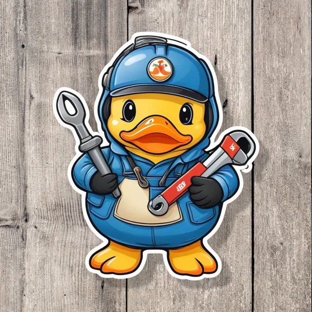 Mechanic Blue Collar Rubber Ducky Sticker Laptop Water Bottle Sticker ...