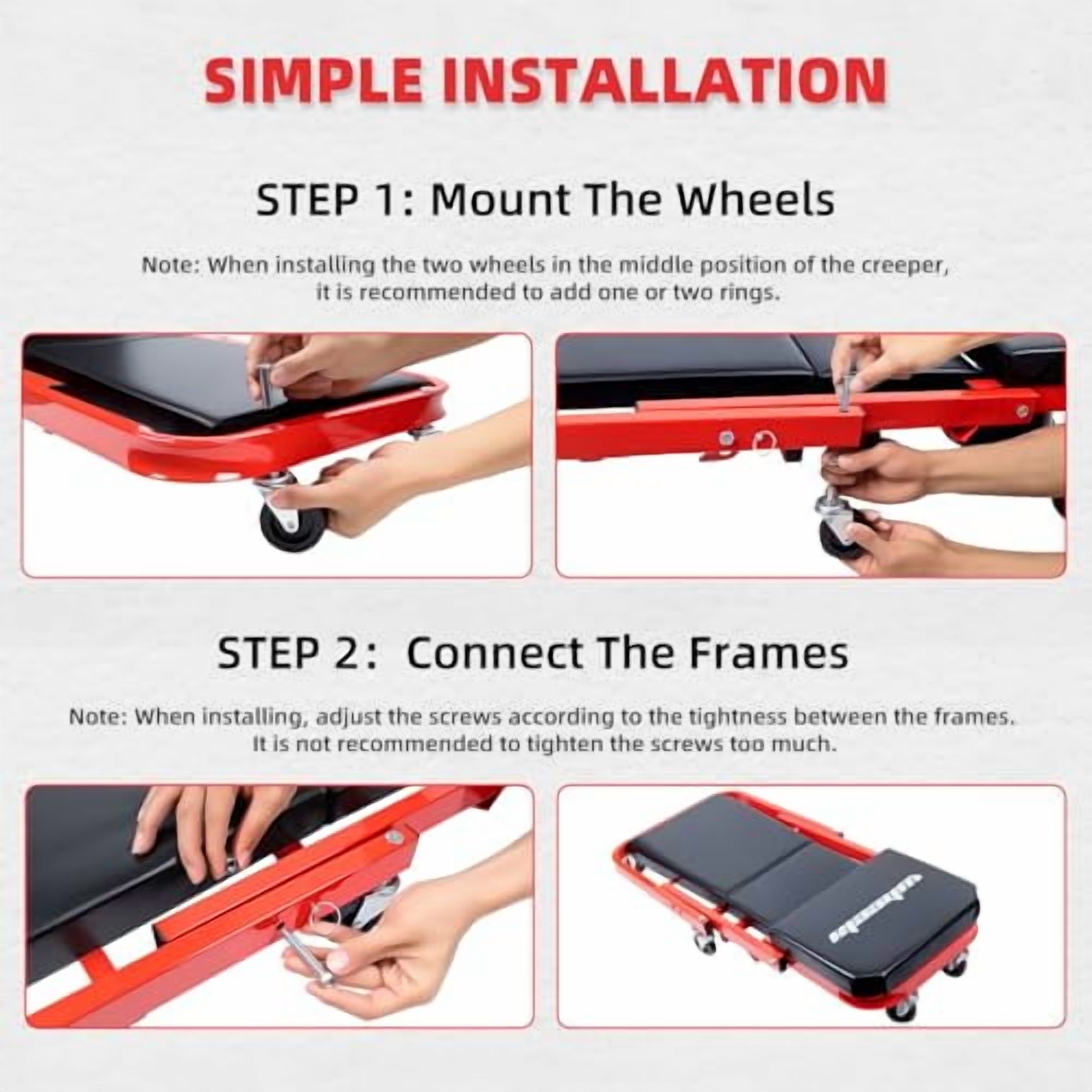 Mechanic Creeper 40inches 2-in-1 Z Seat 480lbs Capacity, Foldable ...