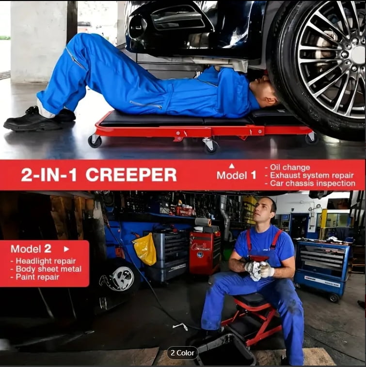 Mechanic Creeper, Garage Gift, 36" Z Creeper Seat, 2 in 1 Mechanic ...