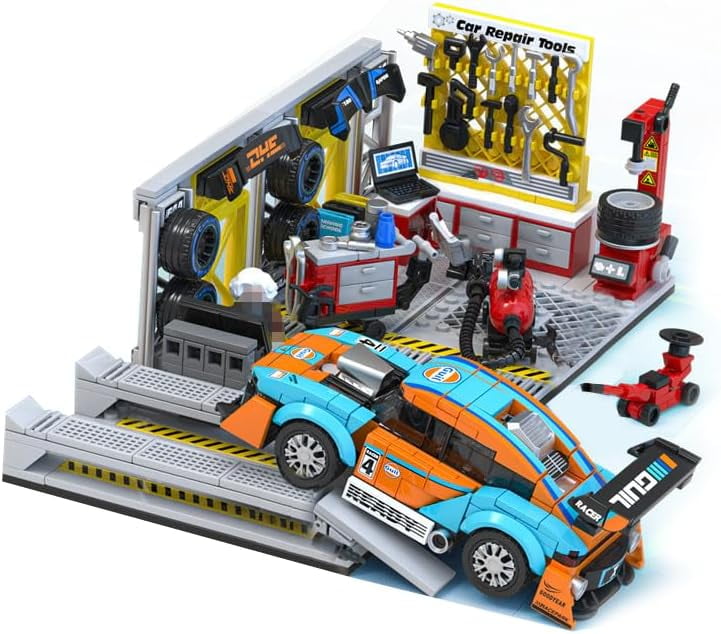 Mechanic Custom Garage Repair Car Parking Shop Building Blocks Set - F1 ...