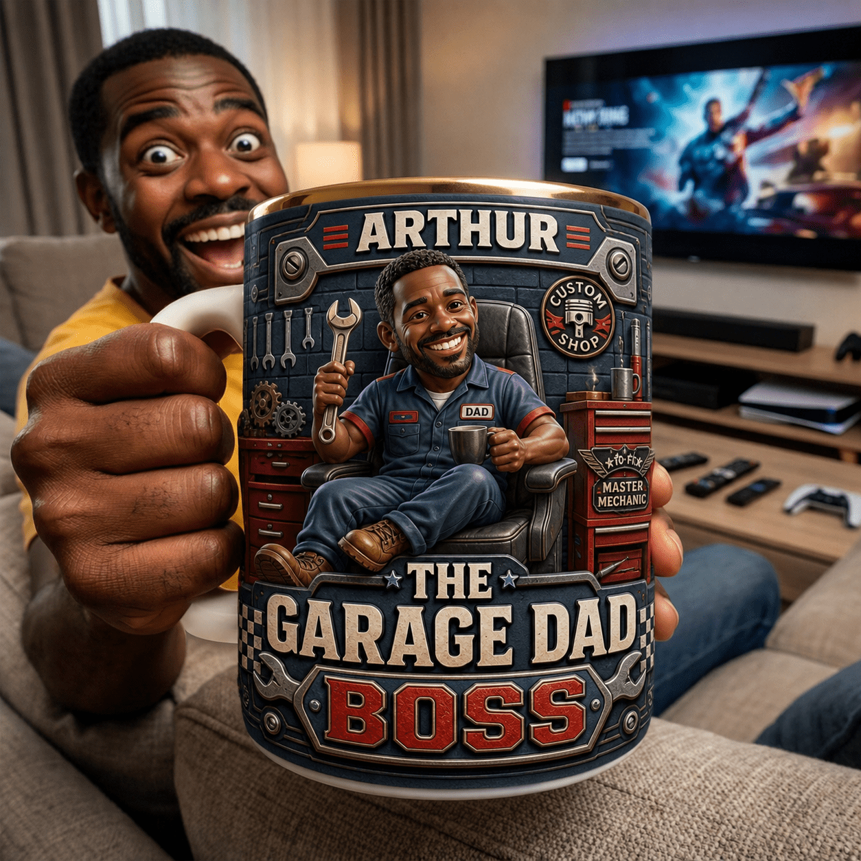 Mechanic Dad Mug 3D Effect Custom Garage Dad Mug for Father's Day ...