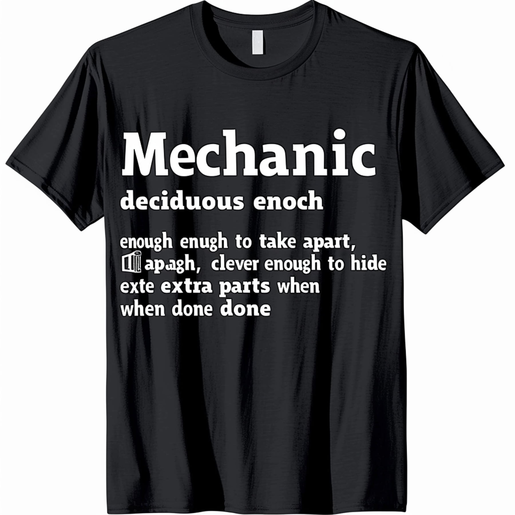 Mechanic Definition Black T Shirt with Car Engine Elements and ...