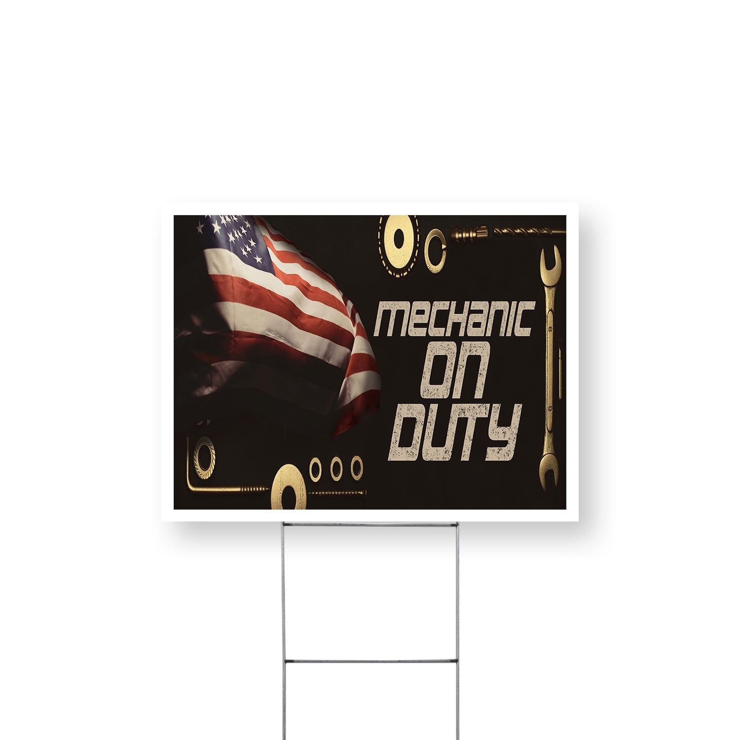 Mechanic On Duty Yard Sign 18 Inch x 24 Inch Double Sided Weatherproof ...