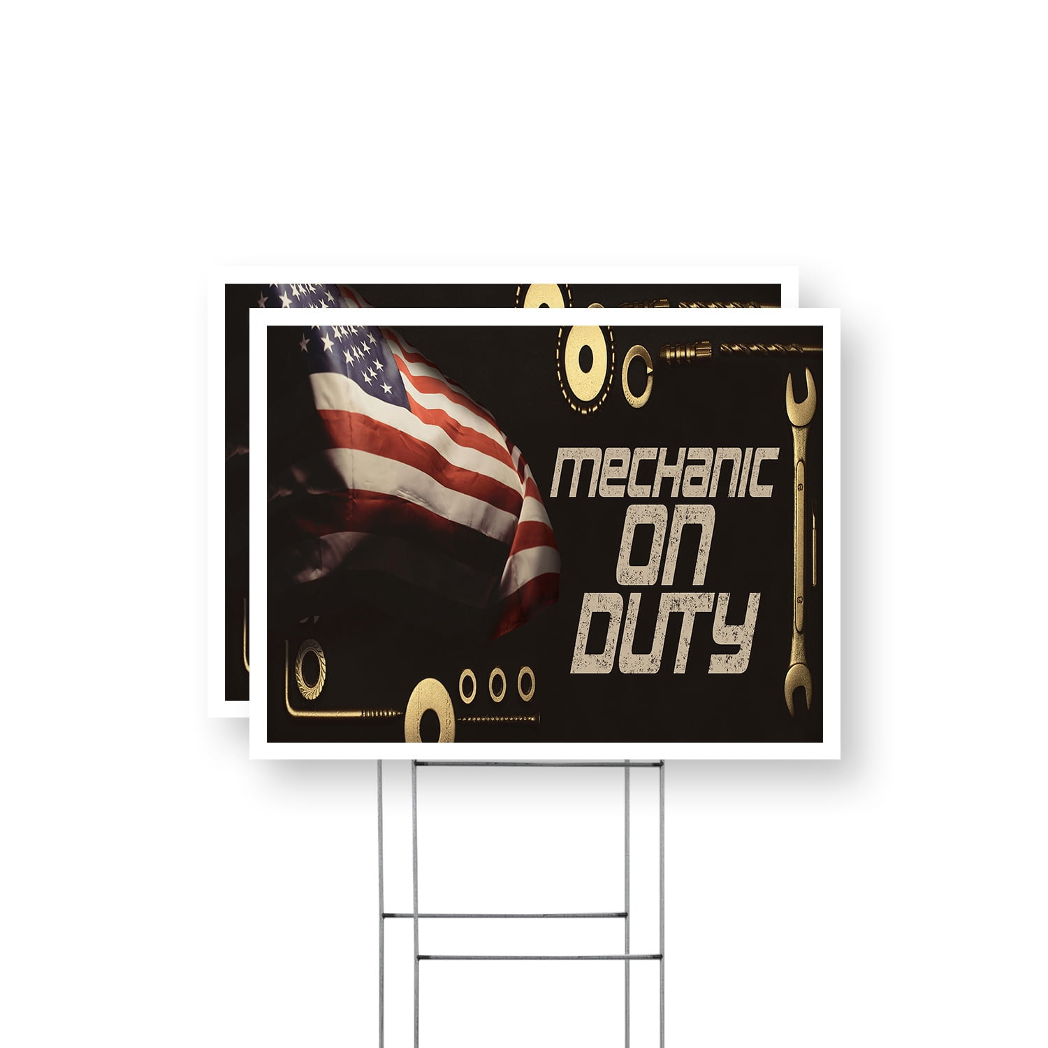 Mechanic On Duty Yard Sign 2 Pack of 12 Inch x 16 Inch Single Sided ...
