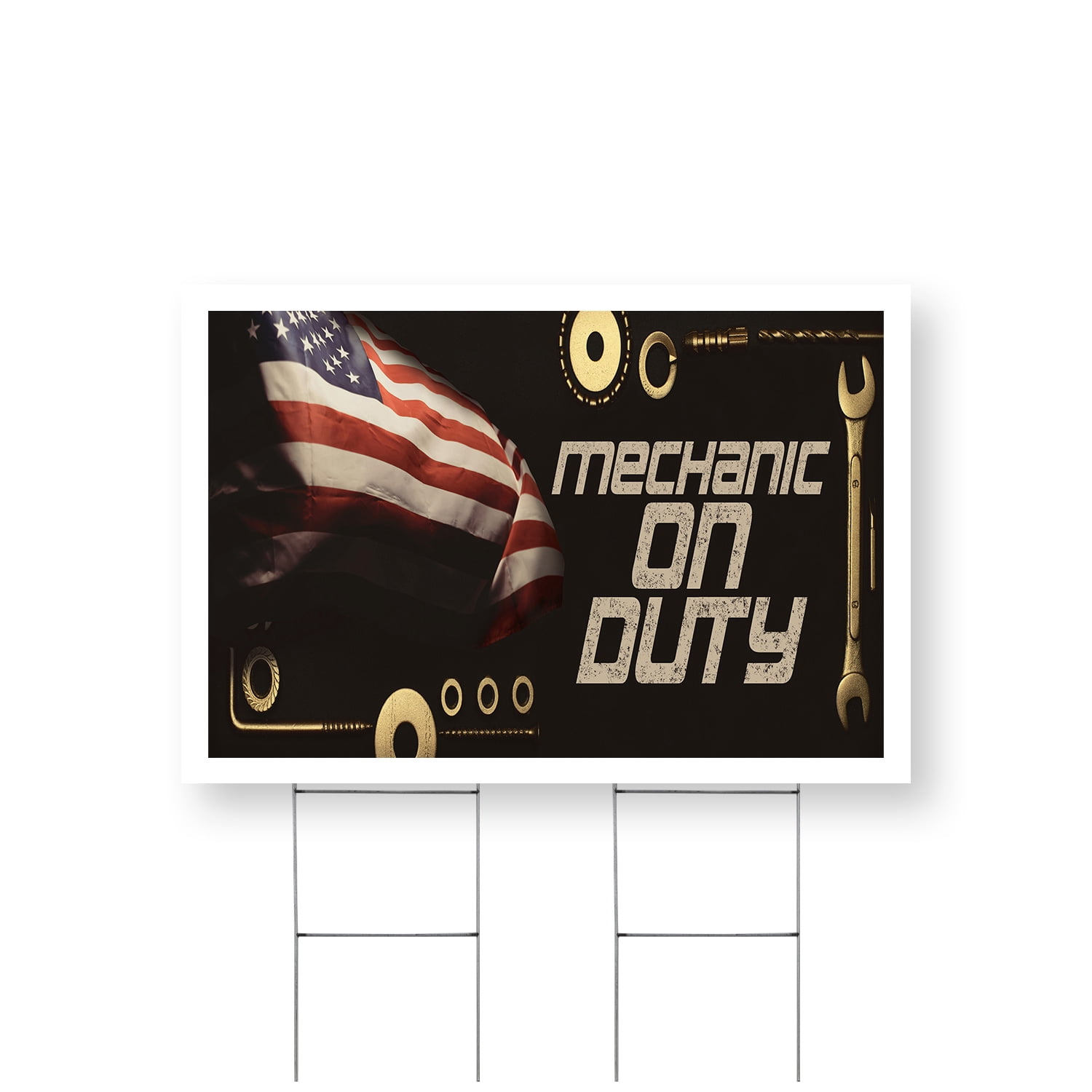 Mechanic On Duty Yard Sign 24 Inch x 36 Inch Single Sided Weatherproof ...