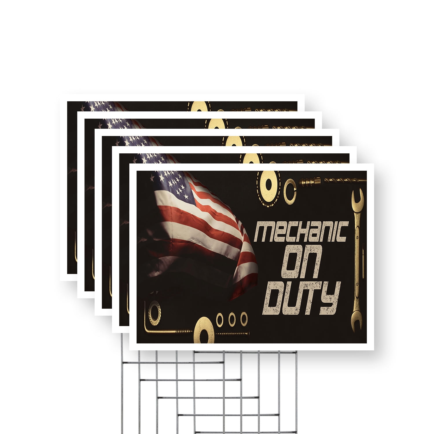 Mechanic On Duty Yard Sign 5 Pack of 12 Inch x 16 Inch Double Sided ...