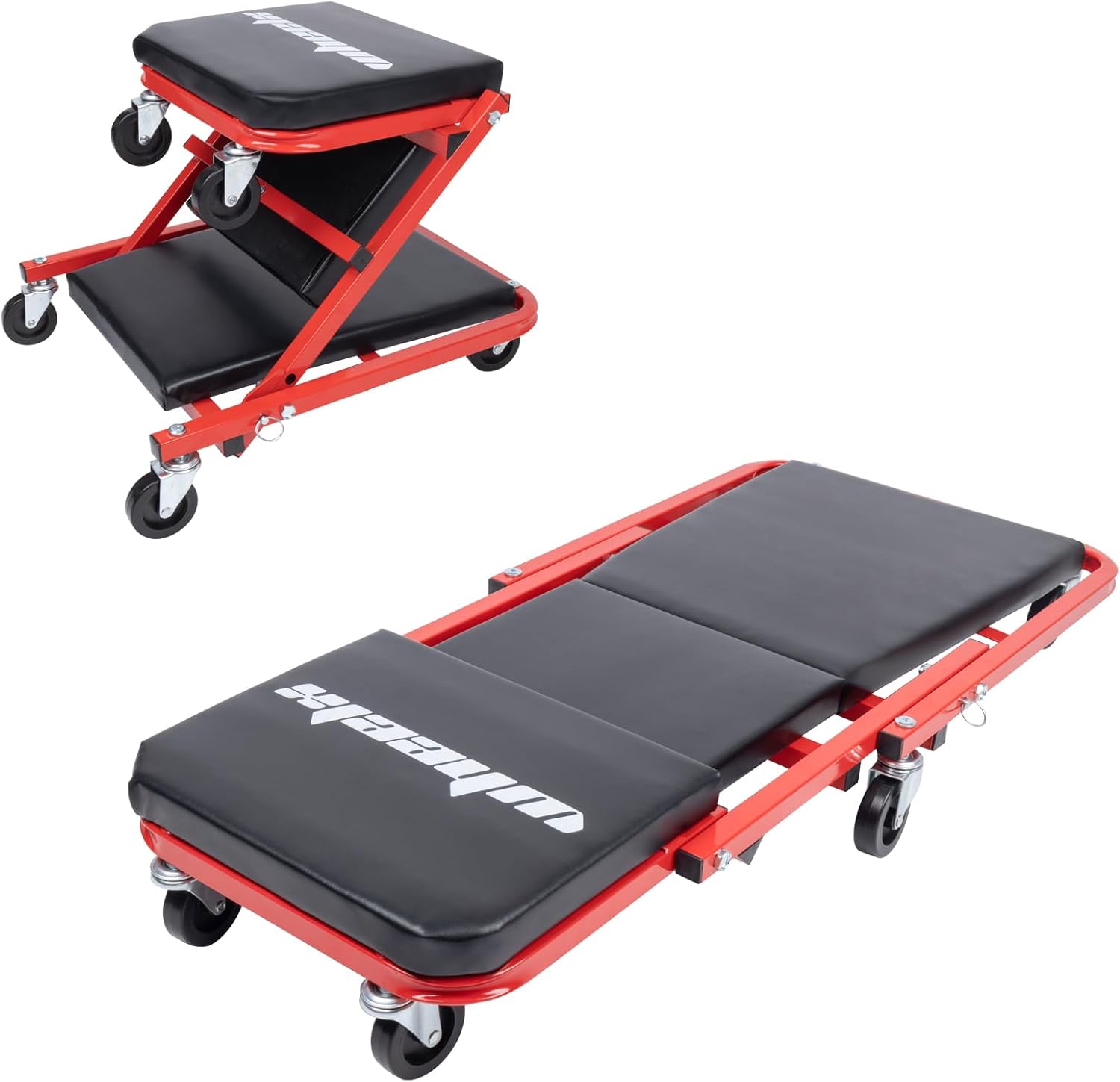 Mechanic Foldable Garage Chair Adjustable Rolling Folding with 6 pcs ...