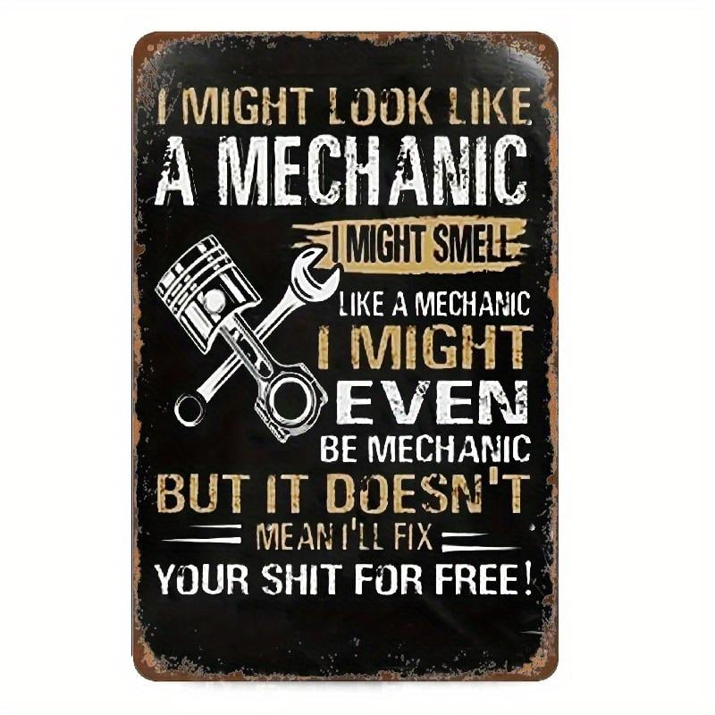 Mechanic Hourly Rate Funny Mechanic Shop Metal Tin Sign - Iron Wall Art ...