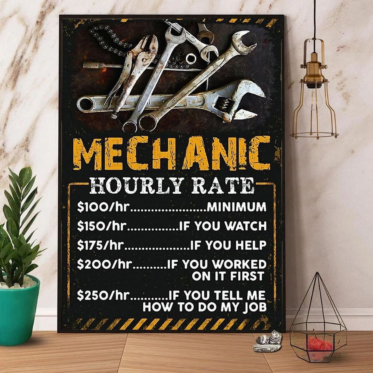 Mechanic Hourly Rate Paper Poster No Frame Matte Wall Art Decor Home ...