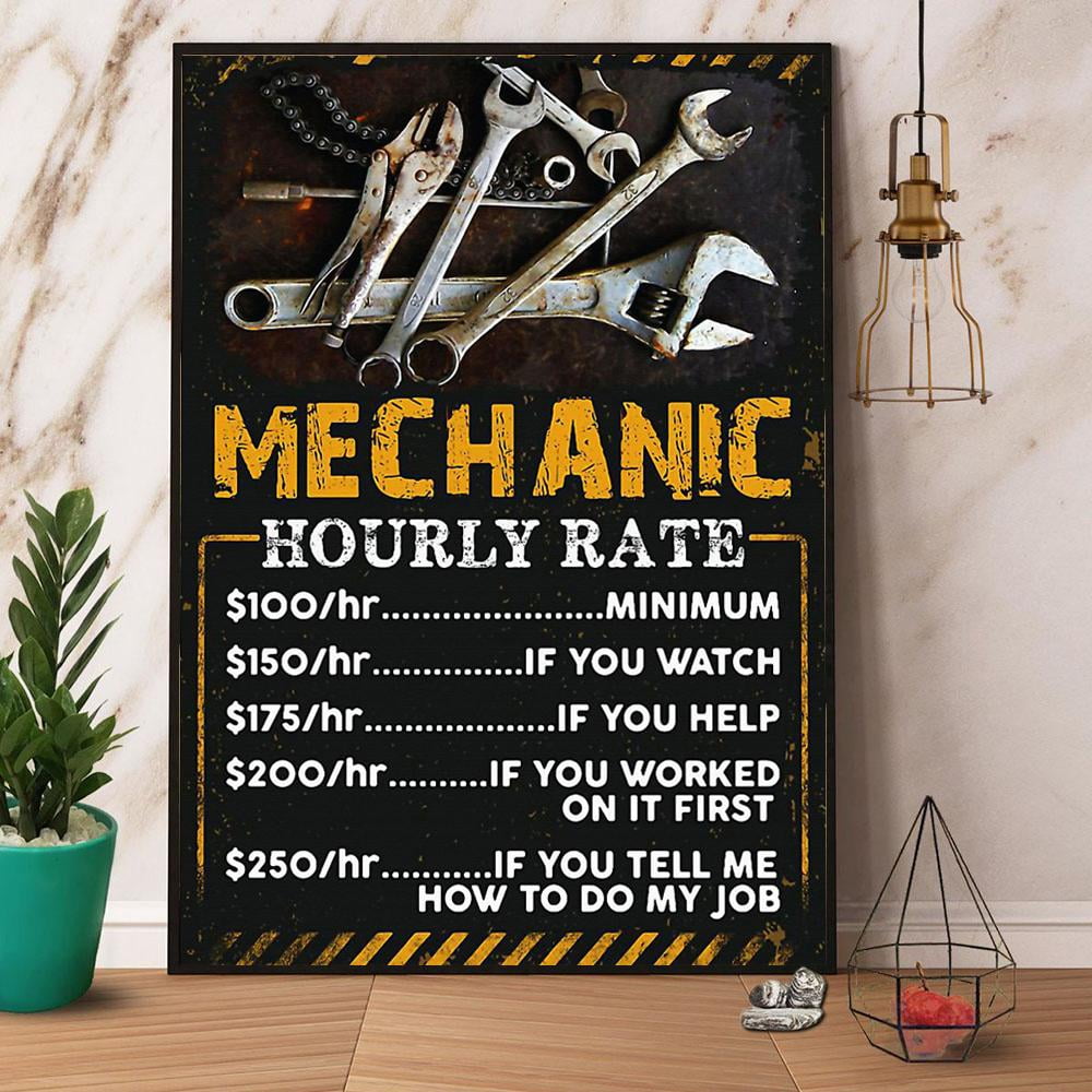 Mechanic Hourly Rate Paper Poster No Frame Matte Wall Art Decor 16 x 24 ...