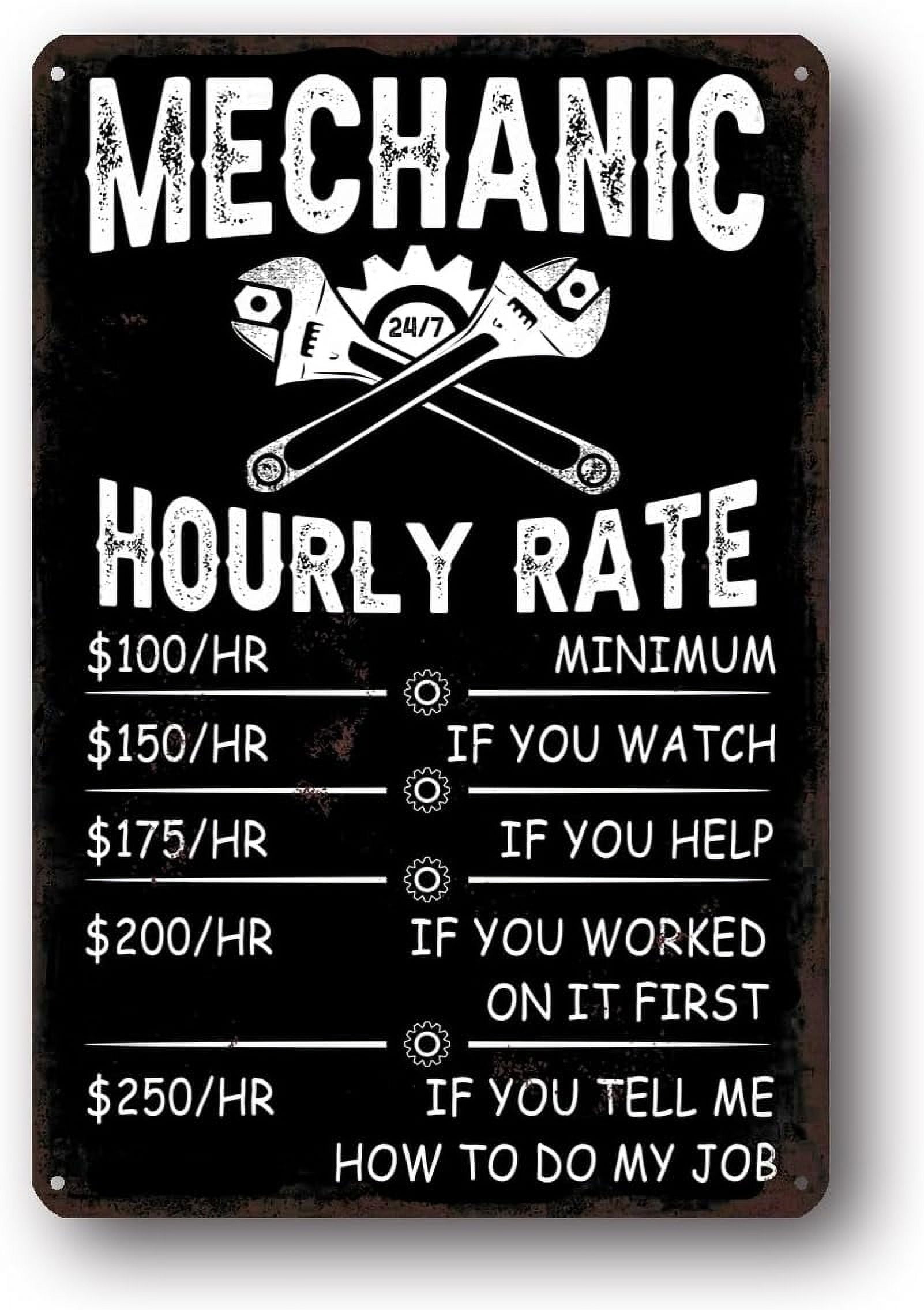 Mechanic Hourly Rate Reproduction Sign Mechanical Garage Maintenance ...