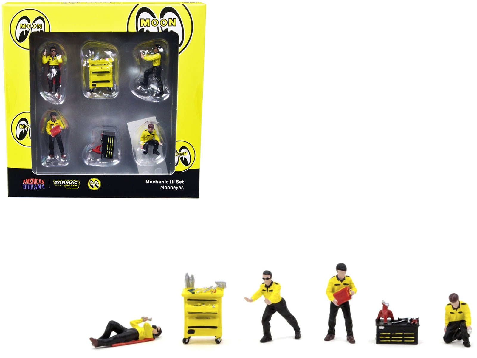 "Mechanic III" 6 Piece Diecast Figure Set (4 Figures and 2 Accessories ...