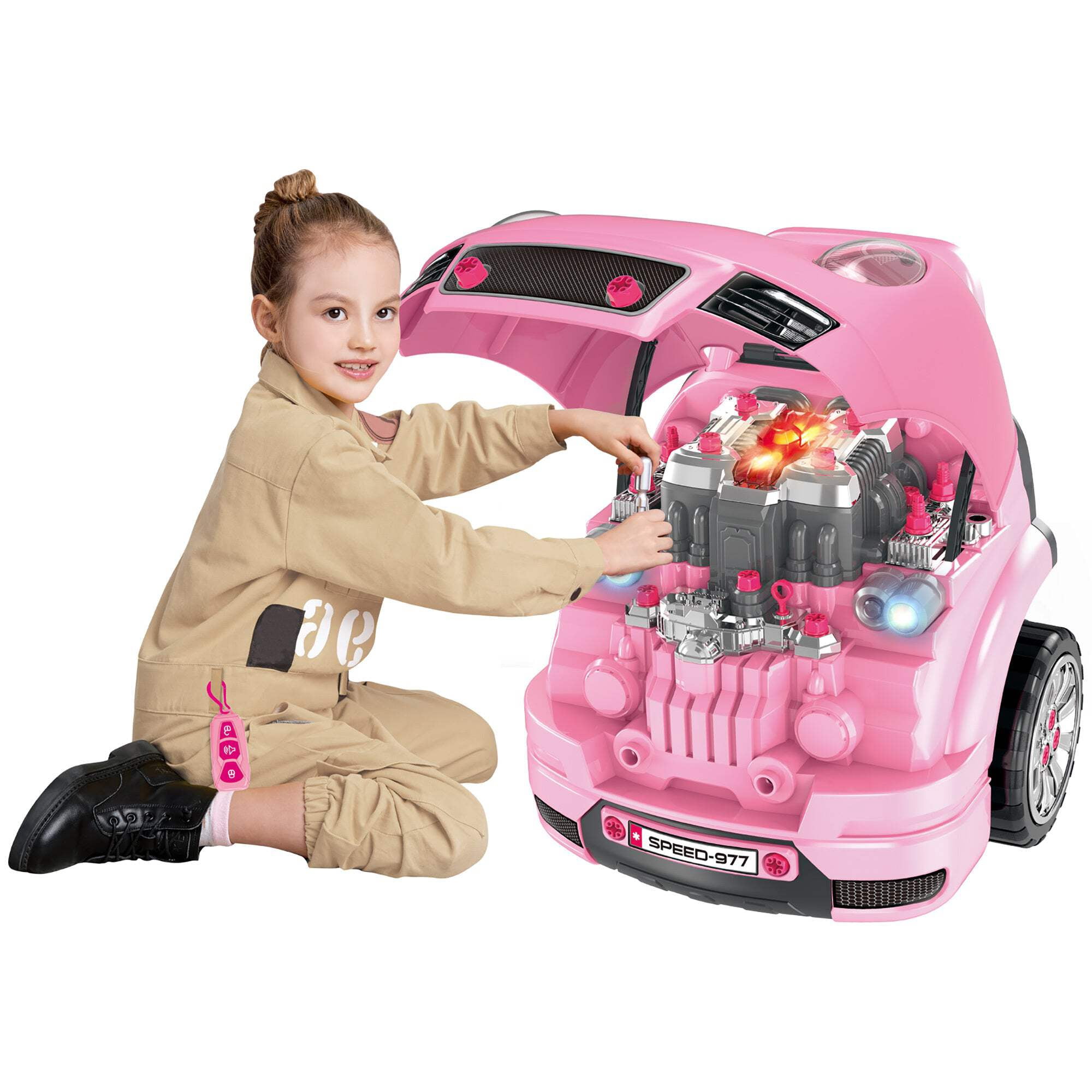 Mechanic Kids Truck Engine Toy Set, Car Service Playset, Engine ...