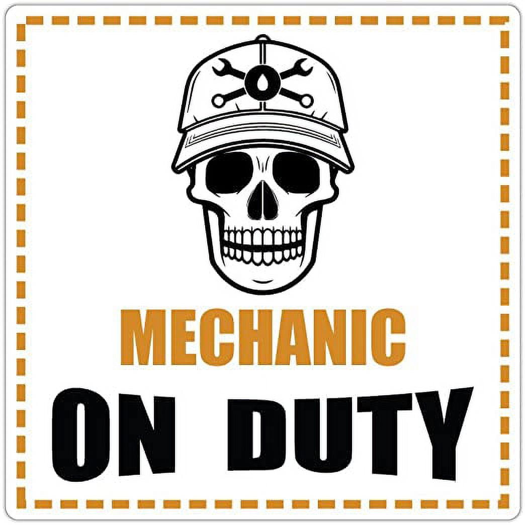Mechanic On Duty Skull With A Cap Helmet Wrench Tools Sticker Die Cut ...