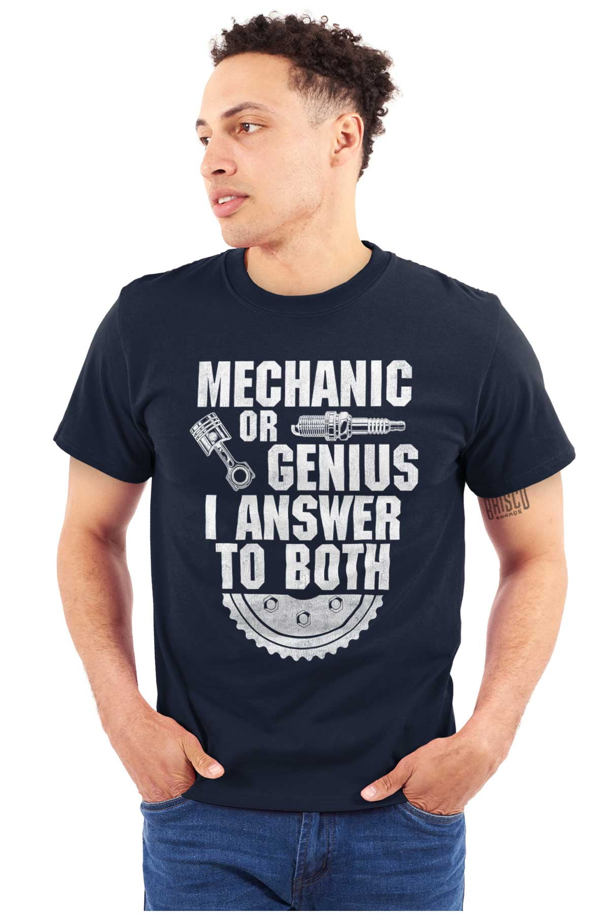 Mechanic Or Genius Sarcastic Humor Unisex Plus Size Graphic Tee Brisco ...