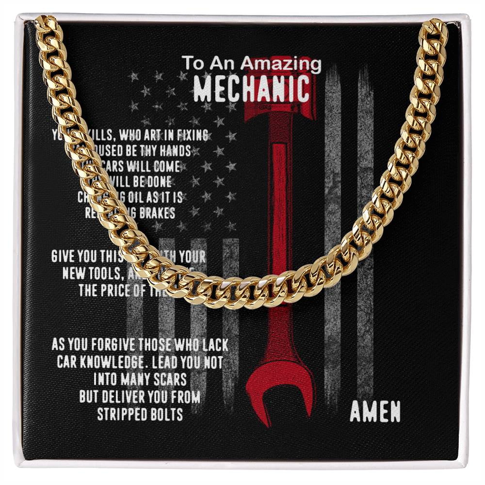 Mechanic Prayer Cuban, Cuban Link Chain, Stainless Steel or Yellow Gold ...