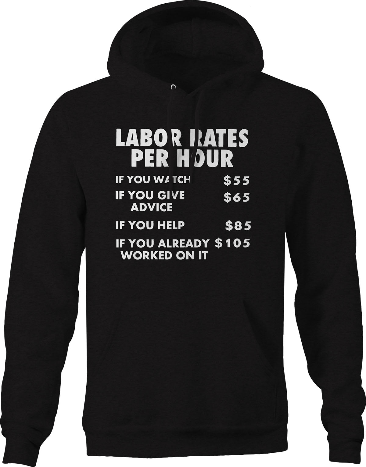 Mechanic Shop Labor Rates Funny Sign Sweatshirt for Men Small Black ...