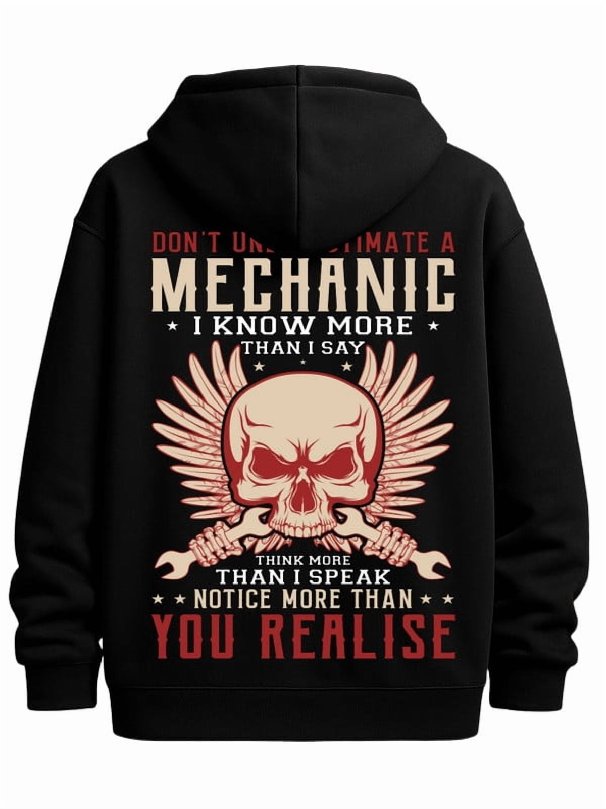 Mechanic Skull Hoodie graphic hoodies skeleton men's long sleeve black ...