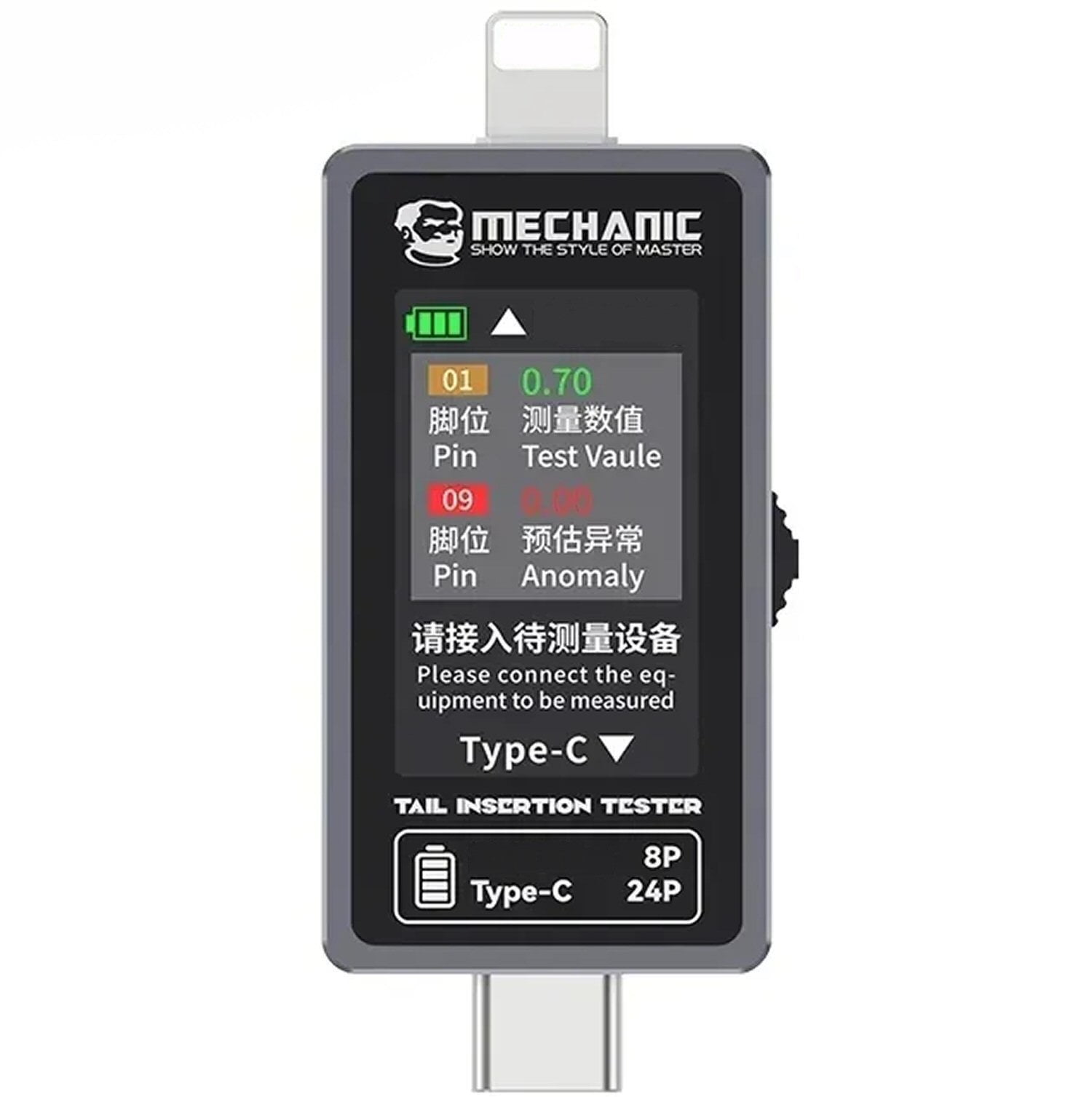 Mechanic T-824 Charging Port Pin Tester Current Power Check Type-C 8 ...