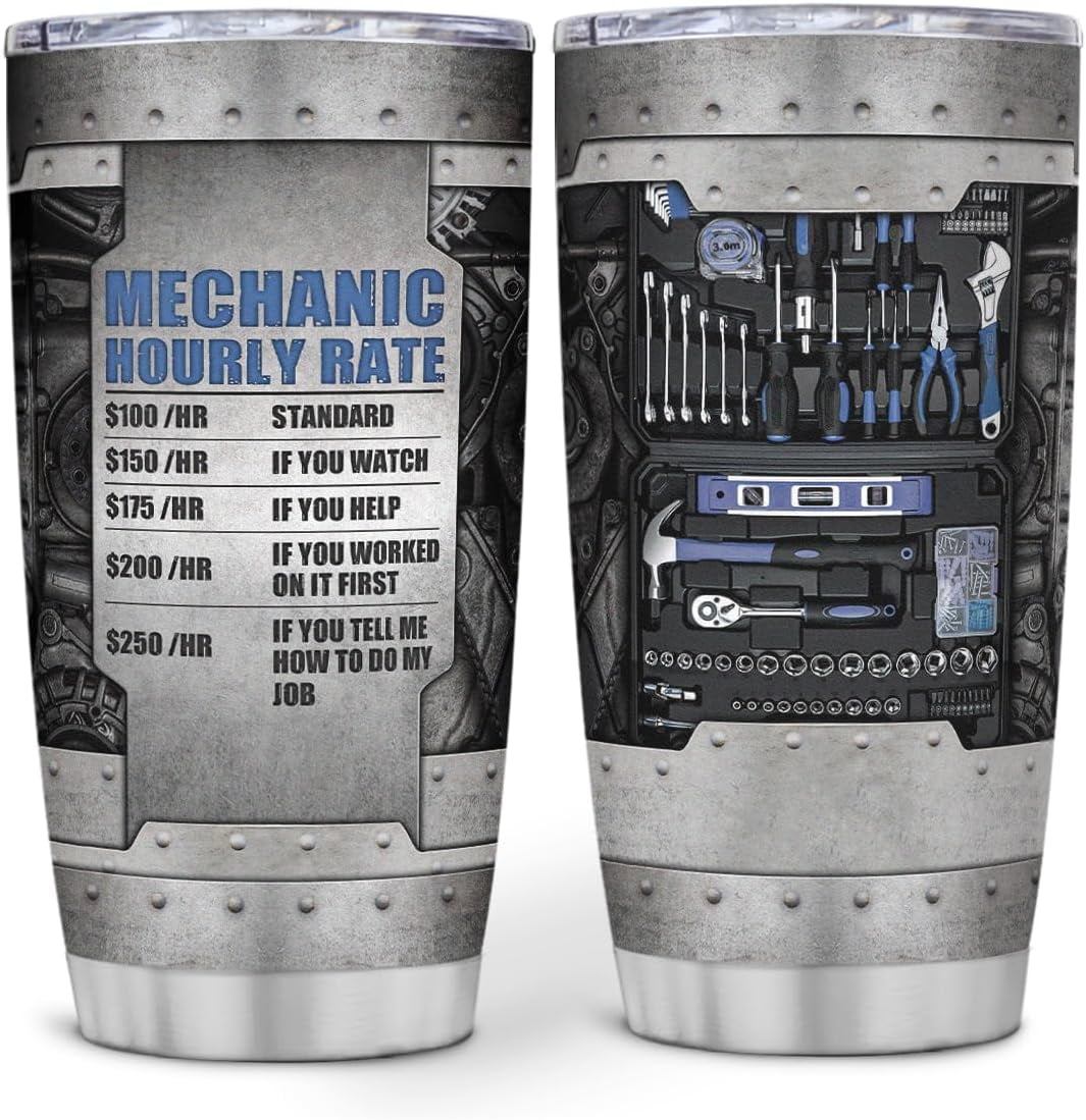 Mechanic Tumbler 20oz Mechanic Gifts For Men Mechanics Hourly Rate ...