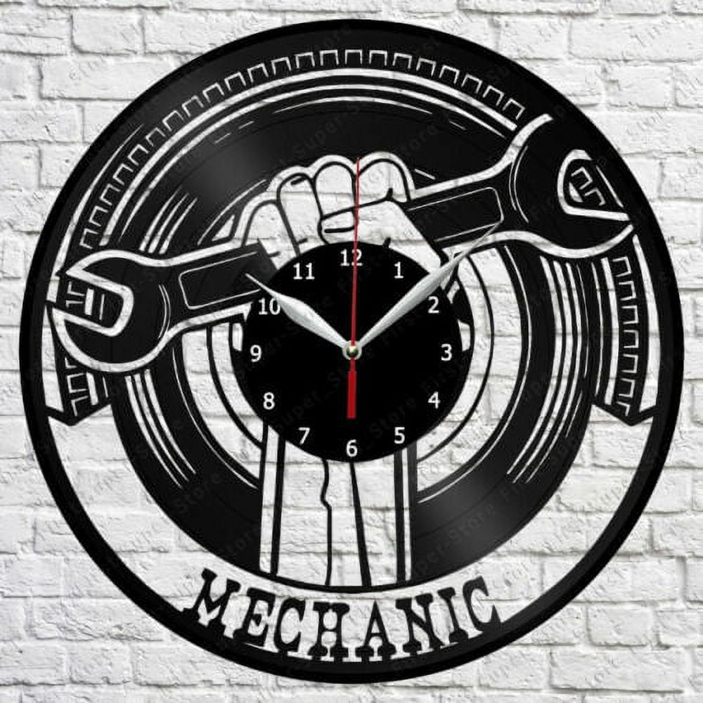 Mechanic Vinyl Record Wall Clock Art Decor Original Gift Vintage Wall ...