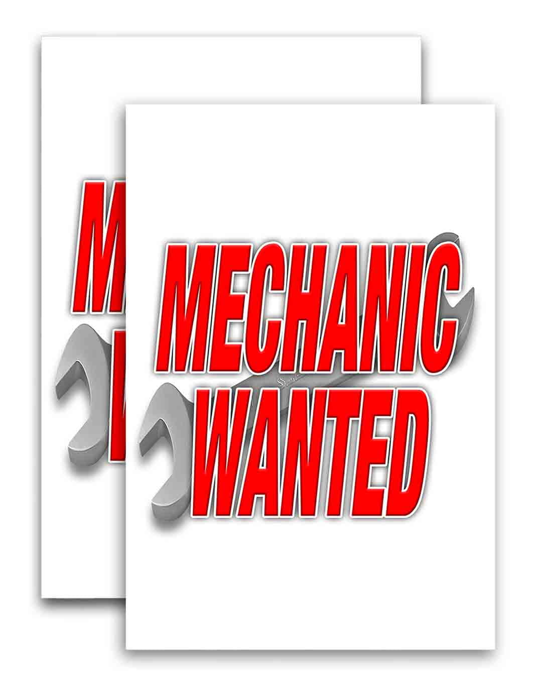 Mechanic Wanted (24" X 36") Vinyl Decal Only (Pack of 2) |Sign|Sticker ...