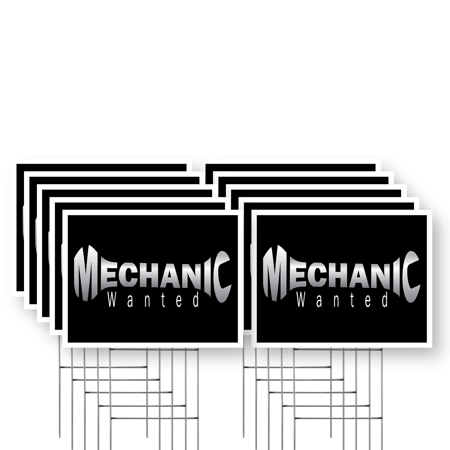 Mechanic Wanted Yard Sign 10 Pack of 12 Inch x 16 Inch Single Sided ...