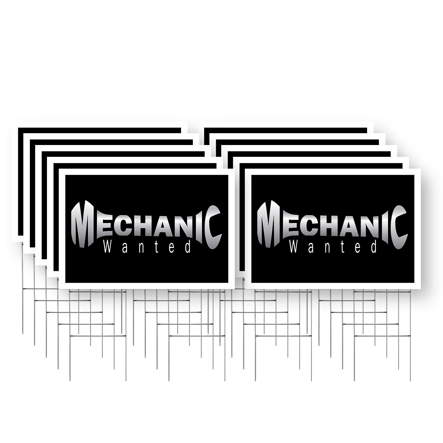Mechanic Wanted Yard Sign 10 Pack of 24 Inch x 36 Inch Double Sided ...