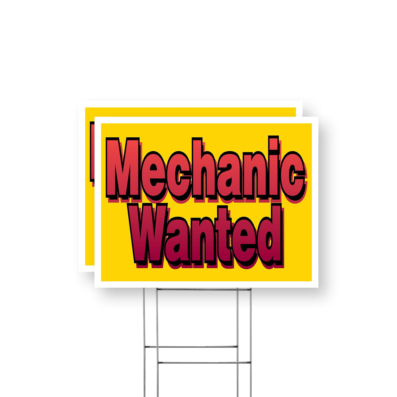 Mechanic Wanted Yard Sign 2 Pack of 12 Inch x 16 Inch Single Sided ...