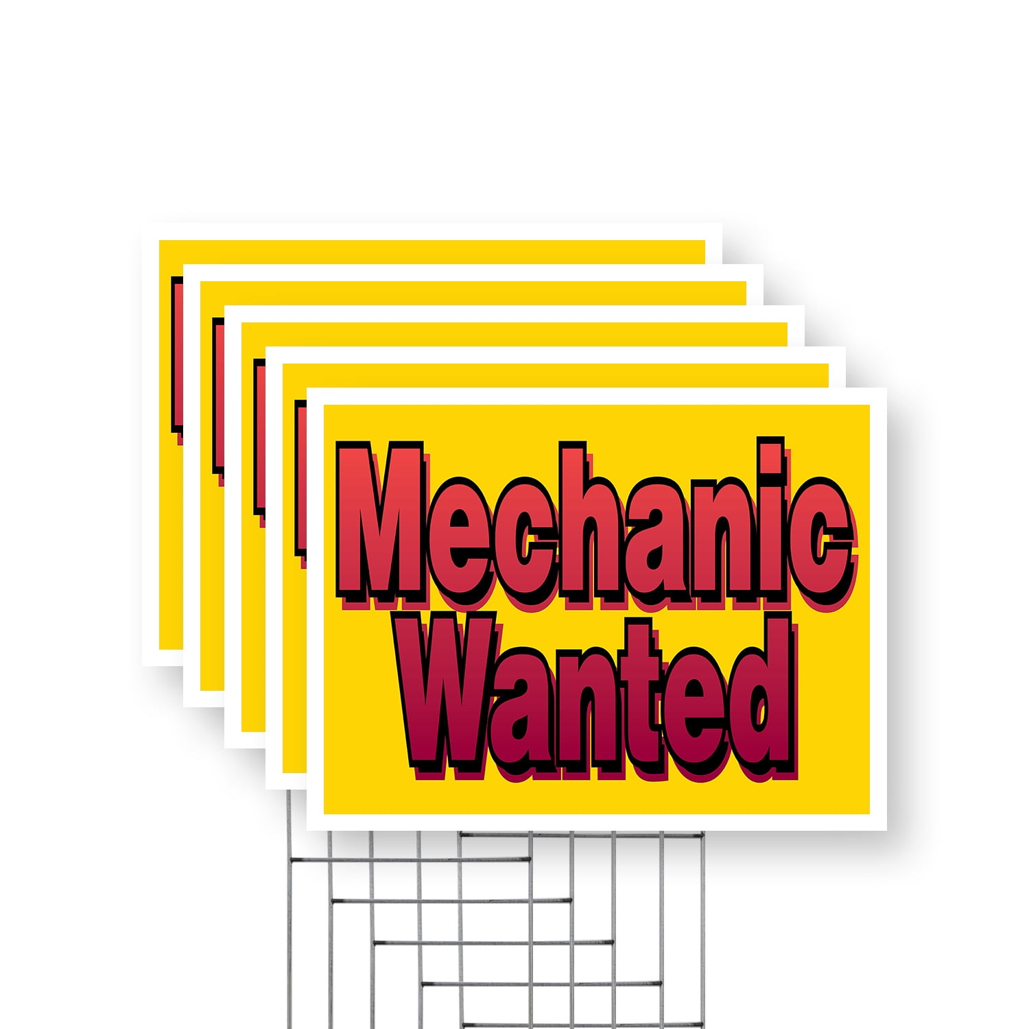 Mechanic Wanted Yard Sign 5 Pack of 12 Inch x 16 Inch Single Sided ...