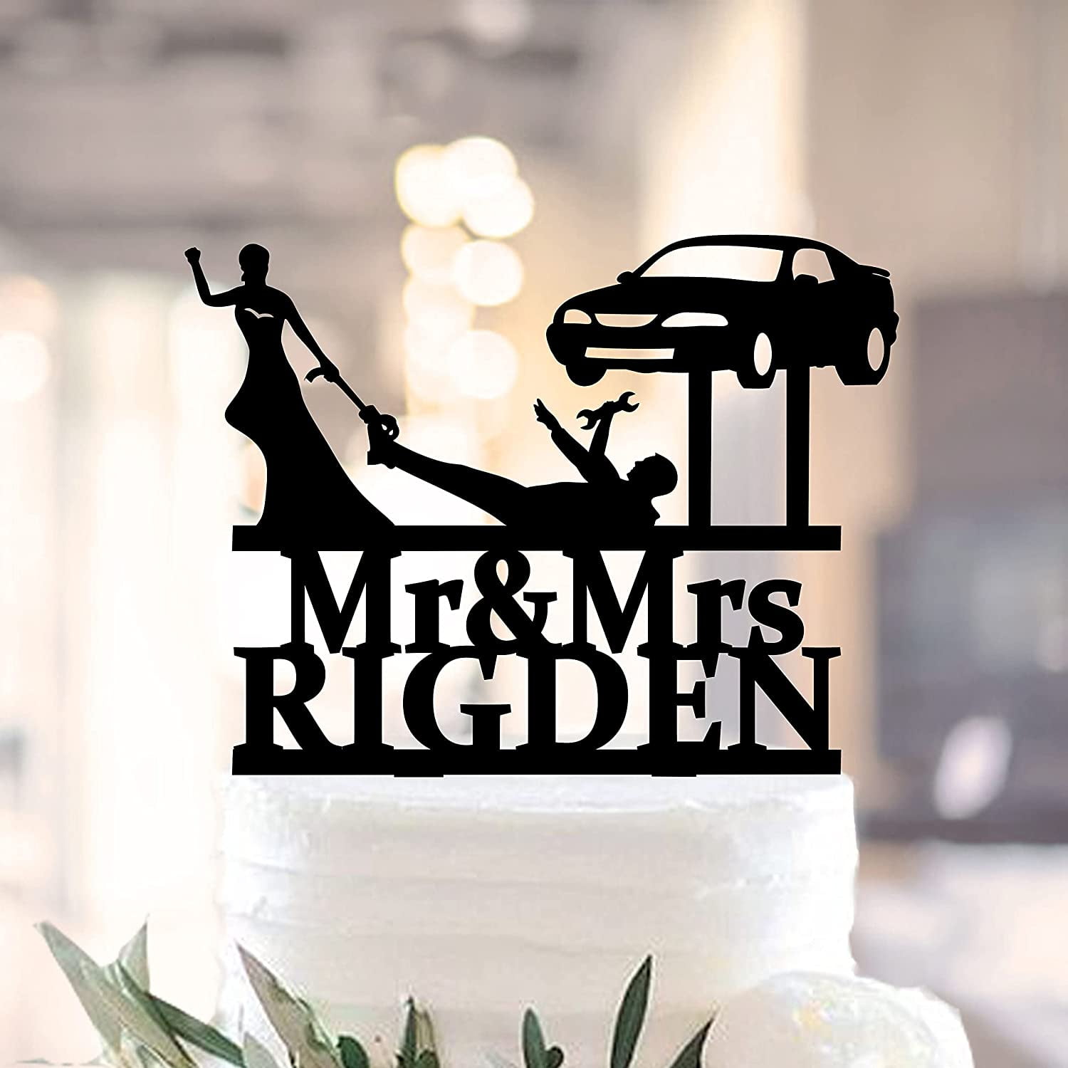 Mechanic Wedding Bride Dragging Groom Cake Topper, Mr and Mrs Cake Topper, Auto Mechanic Cake ...