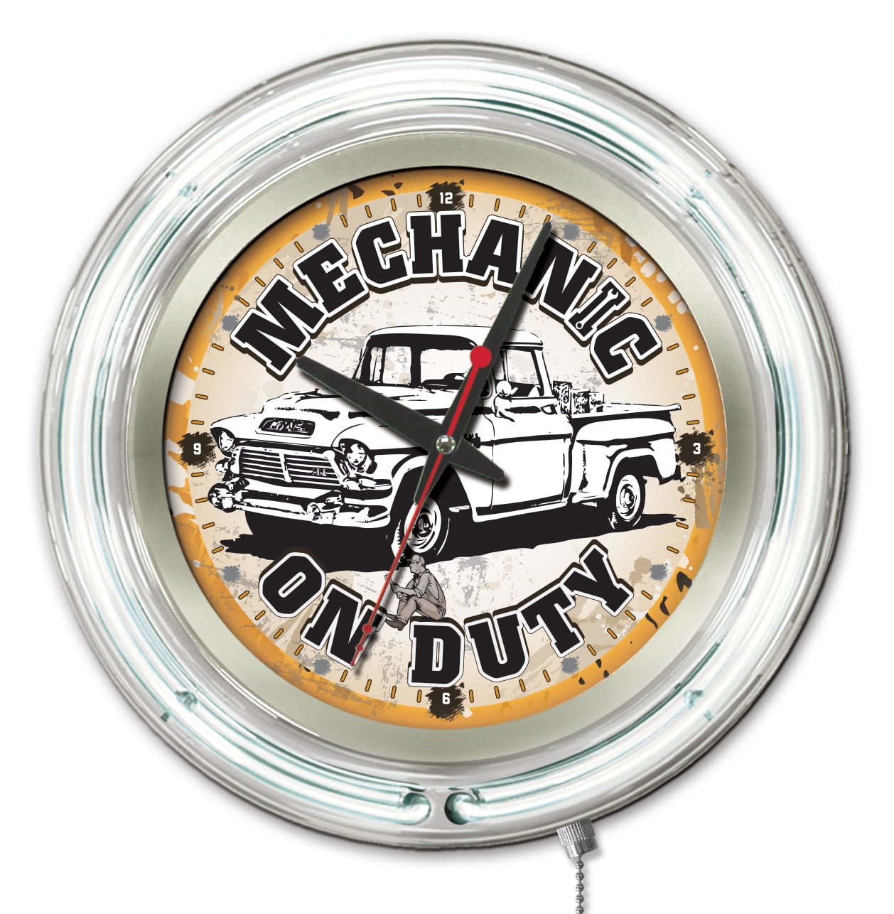 Mechanic on Duty 15" Double Neon Wall Clock - Walmart.com