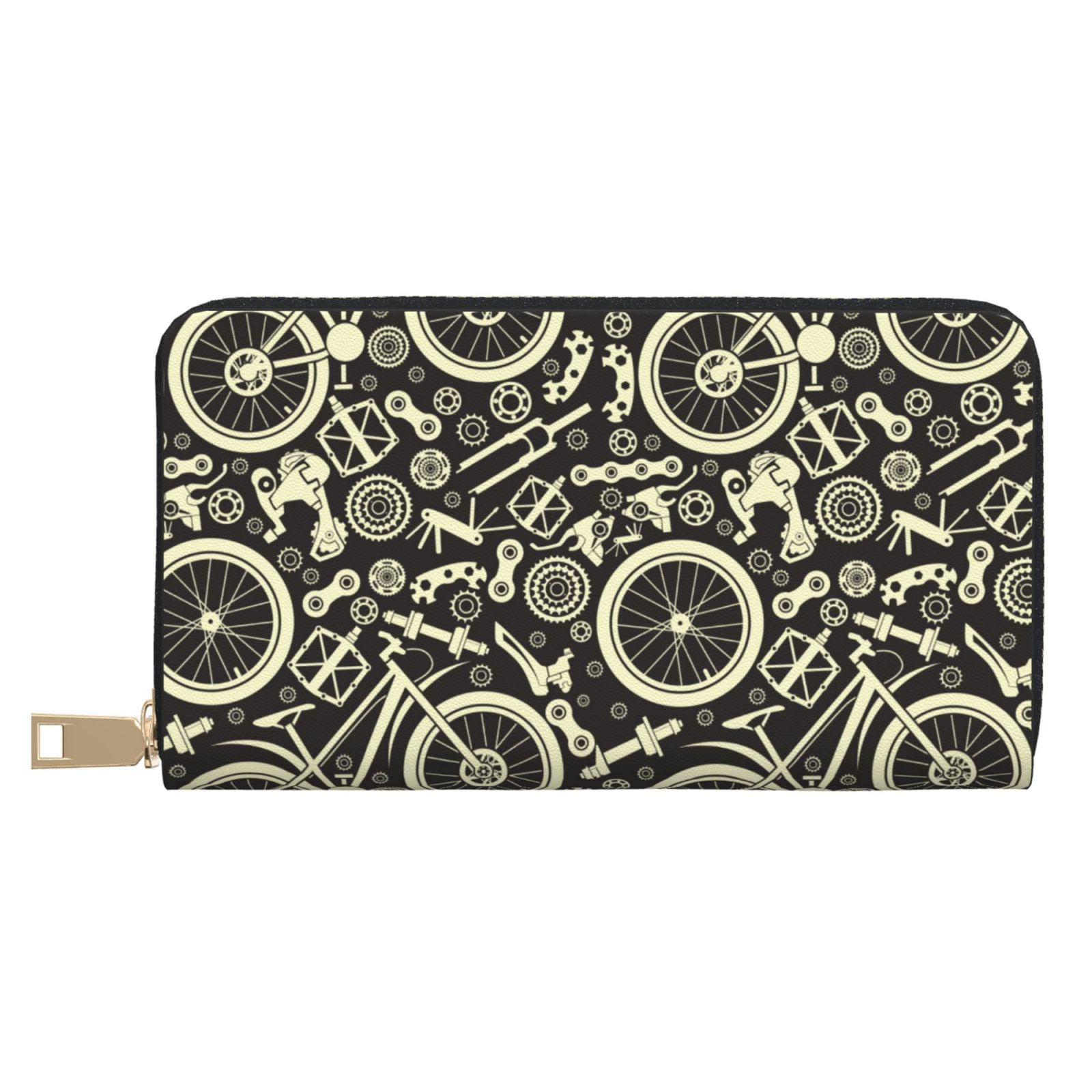 Mechanical Bike Pattern Wallet Women, Leather Bifold Multi Card Wallet ...