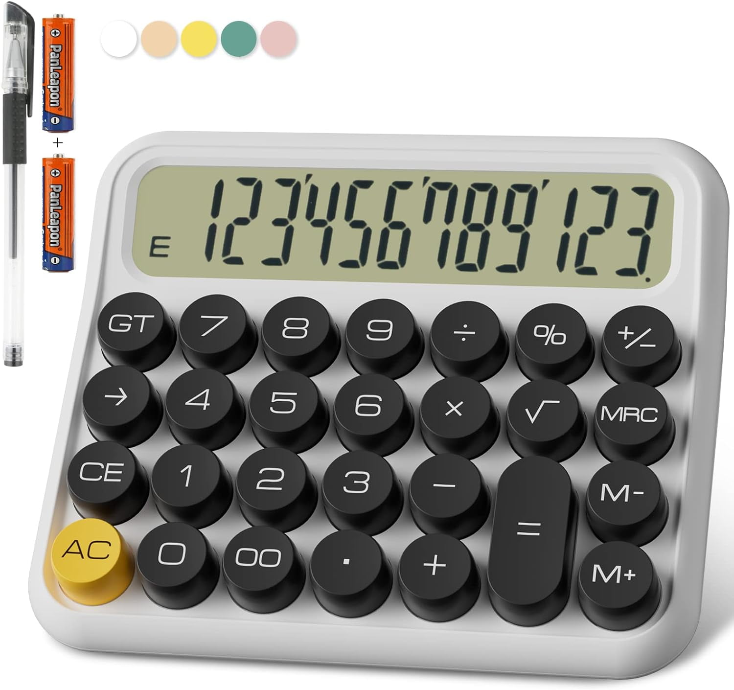 Mechanical Calculator 12 Digit Extra Large 5-Inch LCD Display, Battery ...