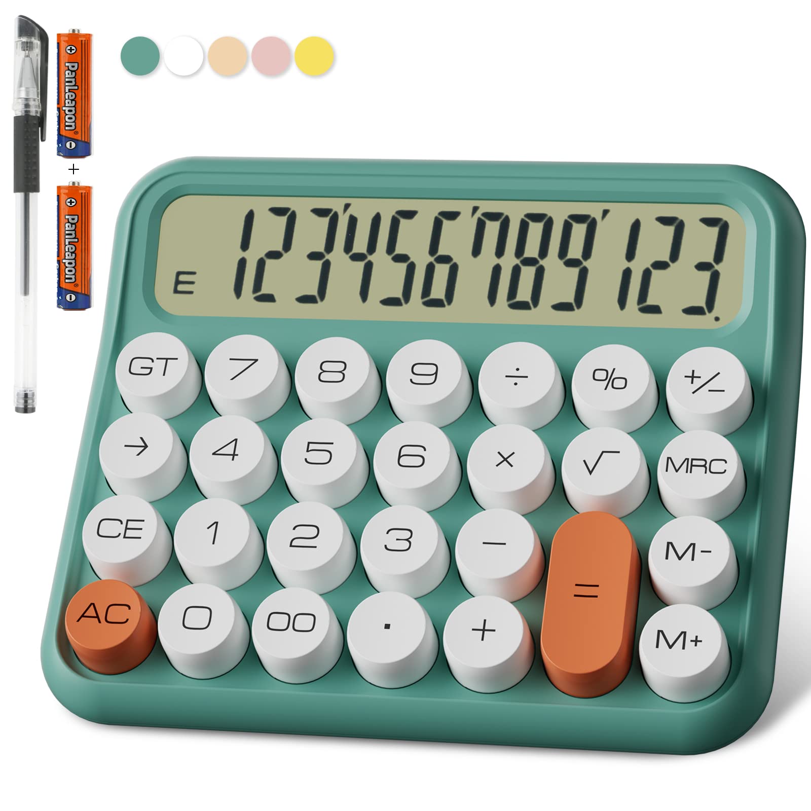 DECKLIT Mechanical Calculator 12 Digit, 5-Inch LCD Display, Battery Desk Calculator With Big ...