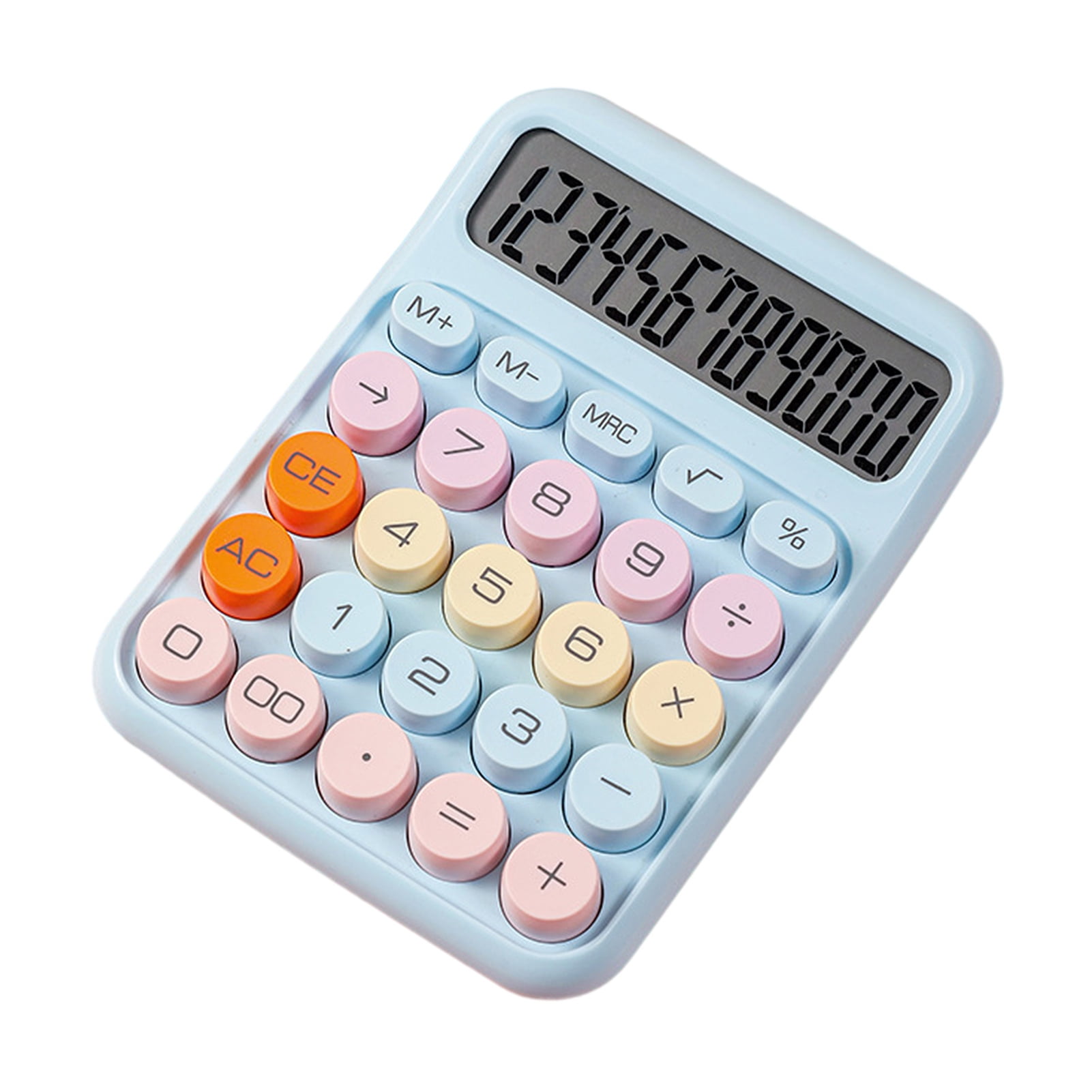 Mechanical Calculator 12 Digit Large LCD Display Big Round Button Cute ...