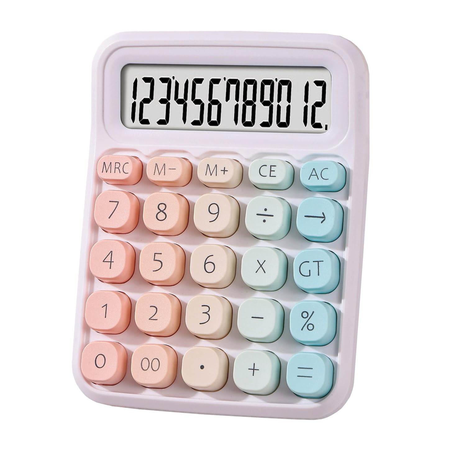 Mechanical Calculator,Desk Calculator Cute 12 Digit Large LCD Display and Big Buttons,Basic ...