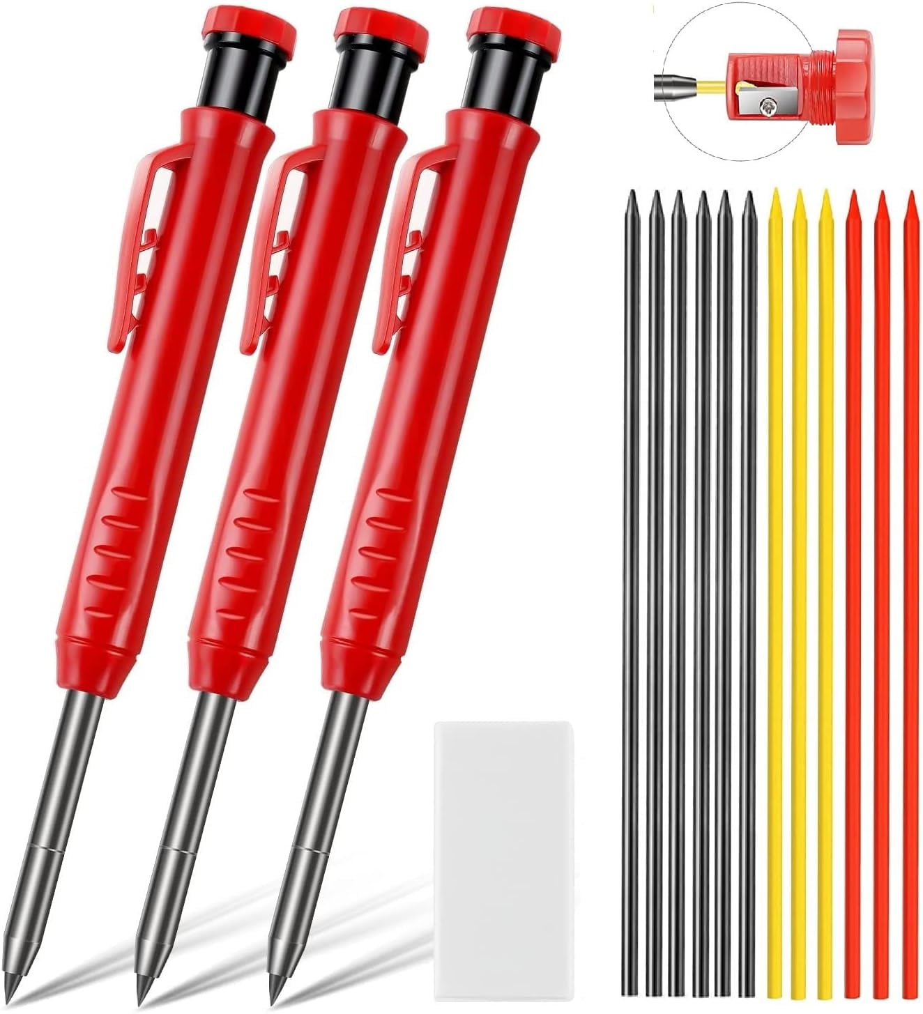 Mechanical Carpenter Pencils for Woodworking, Solid Lead with Extended ...