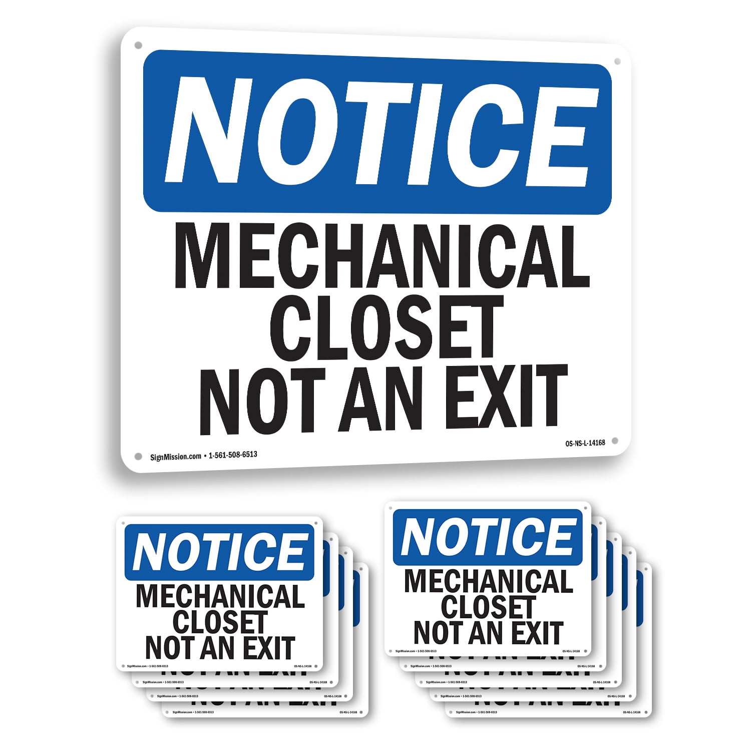 Mechanical Closet Not An Exit OSHA Notice Rigid Plastic Sign 24 Inch x ...