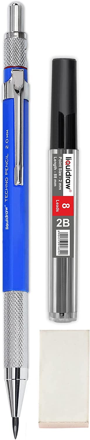 Mechanical Clutch Pencil 2mm With 8 x 2B Leads, Eraser & Integrated ...