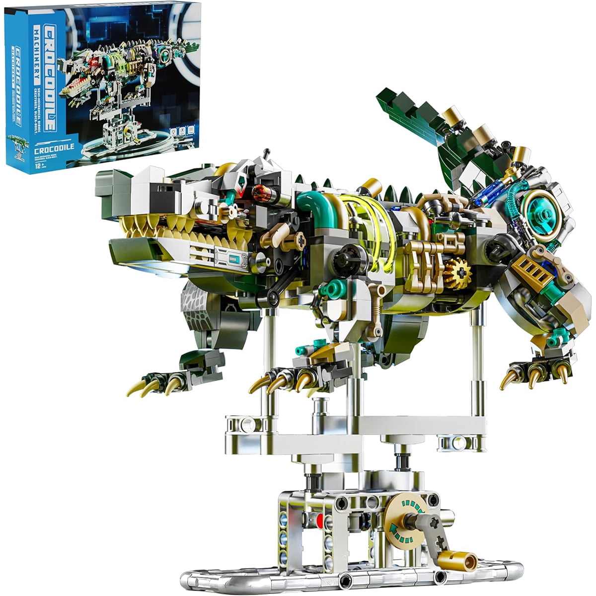 Mechanical Crocodile Building Blocks Set, 996-Piece Movable Animal ...