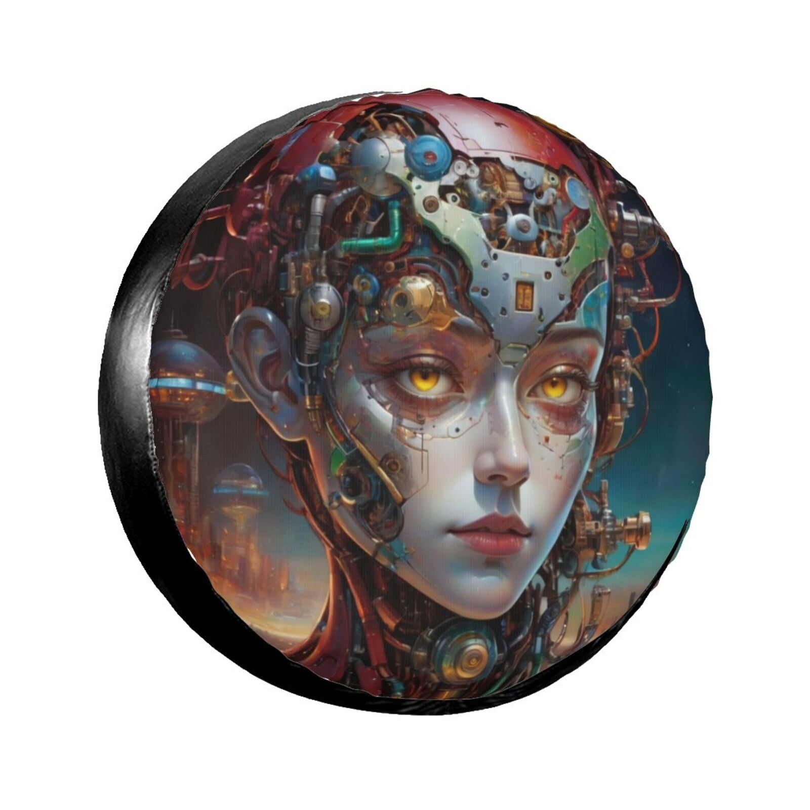 Mechanical : Cyberpunk Humanoid Portrait The spare tire cover is ...