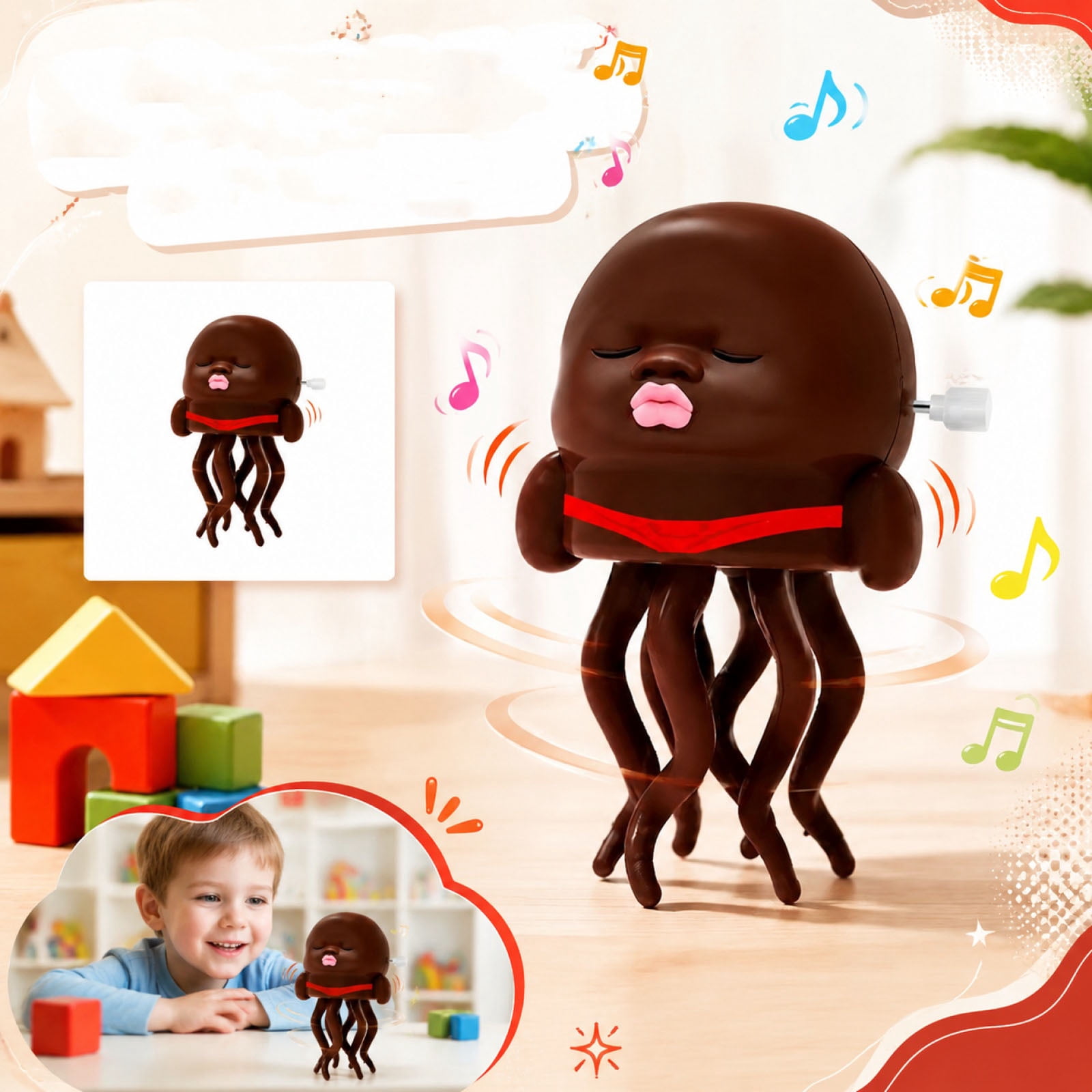 Mechanical Dancing Natasha Sliding Octopus Figure Funny Clockwork Prank ...